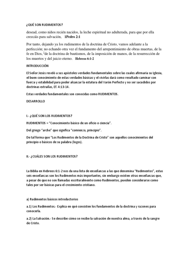 Qué Son Rudimentos | PDF | Salvación | eucaristía