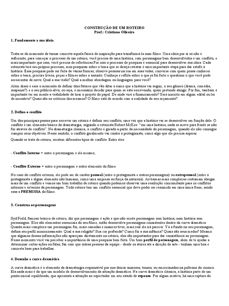 Construção de Um Roteiro | PDF | Roteiro