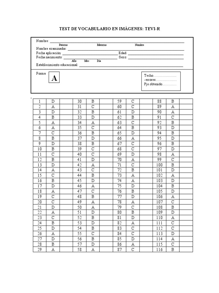 TEVI-R Forma A | PDF