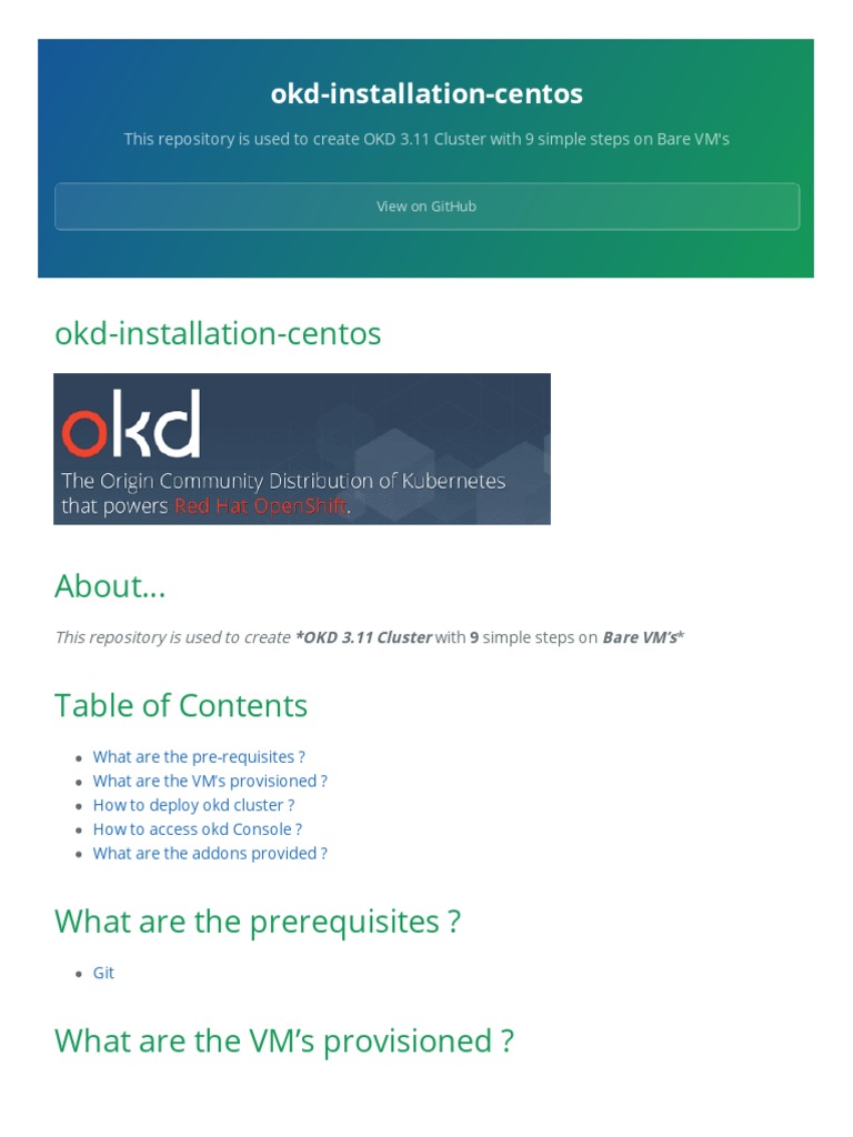 9-Step Guide to Install OKD 3.11 Cluster on Bare Metal CentOS VMs | PDF | Computer Cluster ...