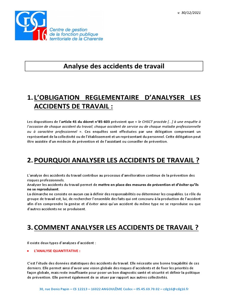 Analyse des Accidents de Travail | PDF | Prophylaxie | Risque