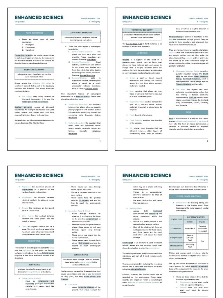 Enhanced Science Reviewer | PDF | Volcano | Fault (Geology)
