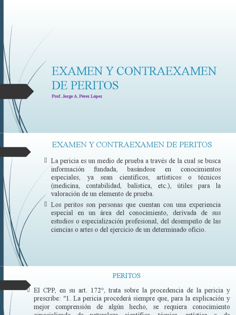 Examen Y Contraexamen De Peritos Pdf Testigo Experto Experto