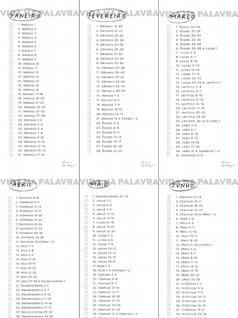 Cronograma Estudo Bíblico 2022 | PDF