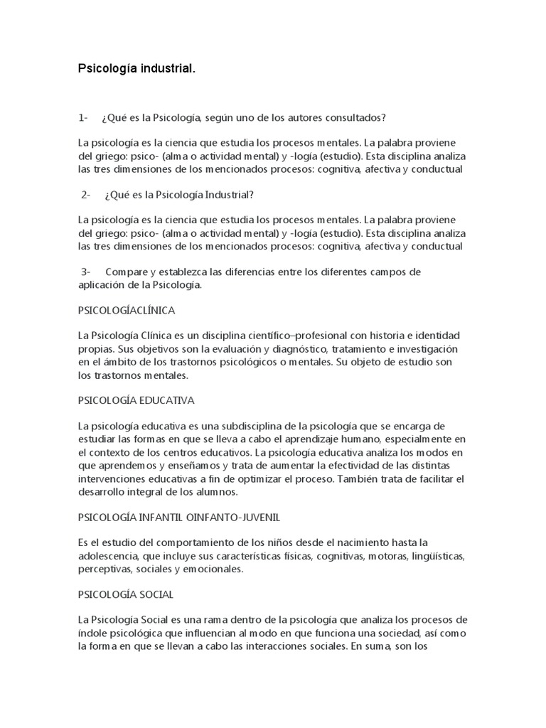 Psicología Industrial Pdf Sicología Psicología Industrial Y