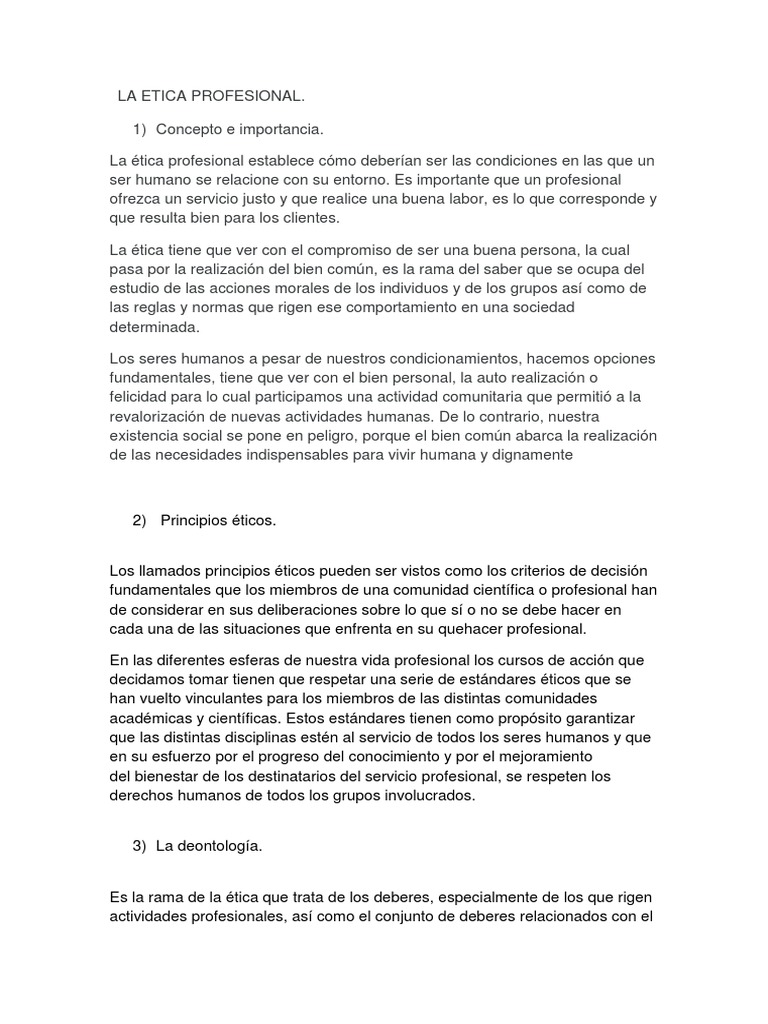La Etica Profesional | PDF | Etica Aplicada | Instituciones sociales