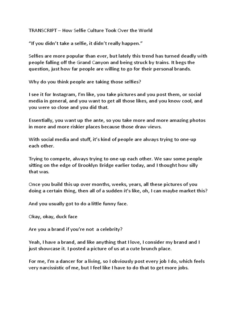 TRANSCRIPT Selfie | PDF