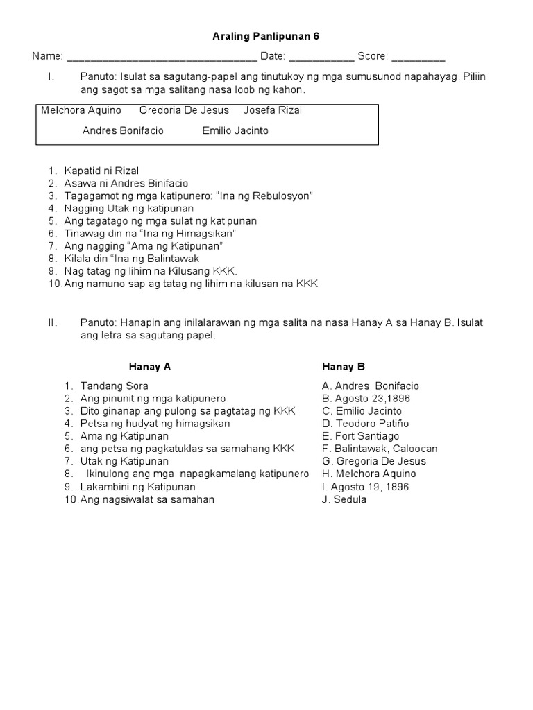 Araling Panlipunan 6 Assessment 10.07.22 | PDF