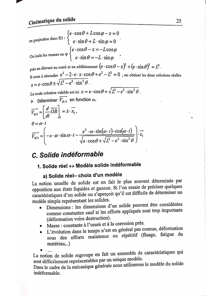 Cinématique Du Solide | PDF