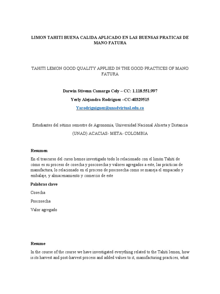 TAREA 5 - Aplicar Tecnologías Complementarias y de Innovación de Poscosecha | PDF | Cosecha ...