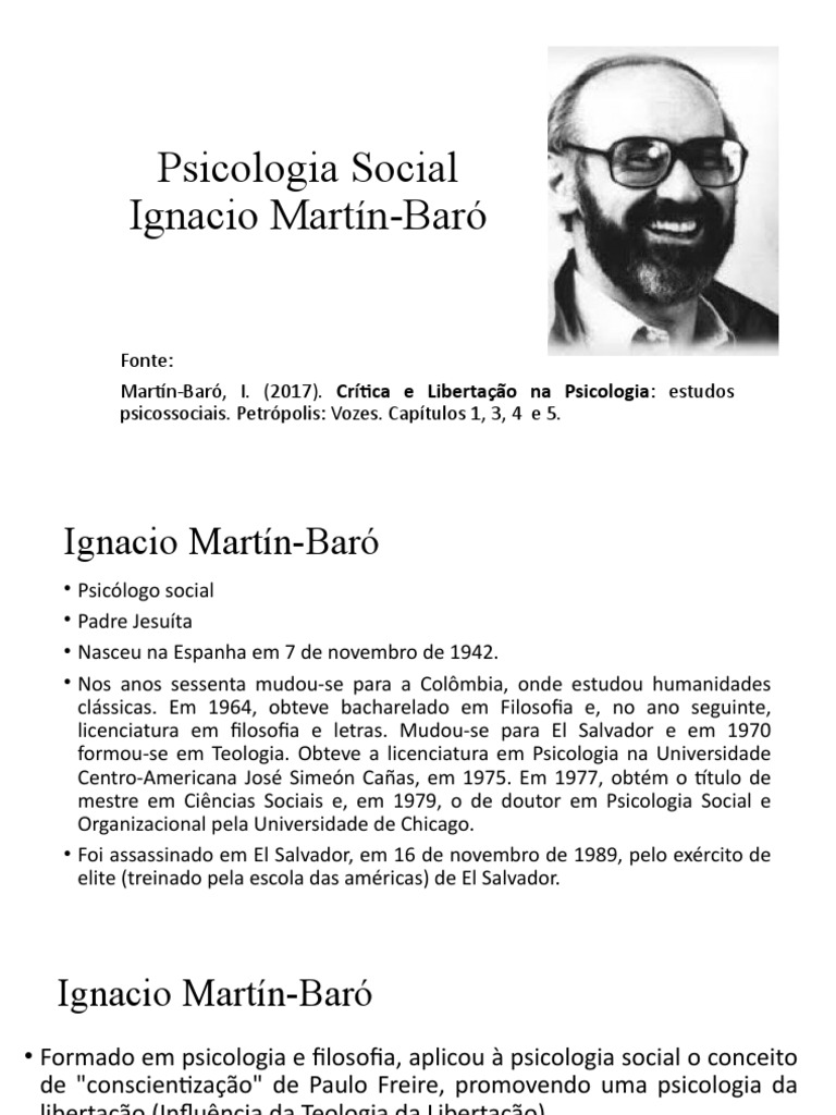 Psicologia da Libertação de Martín-Baró | PDF | Psicologia | Sociologia