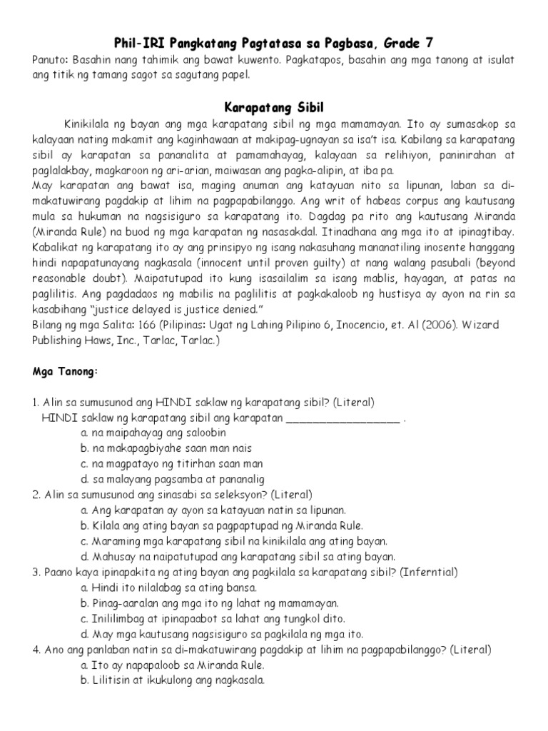 Group Screening Test (Fil) | PDF