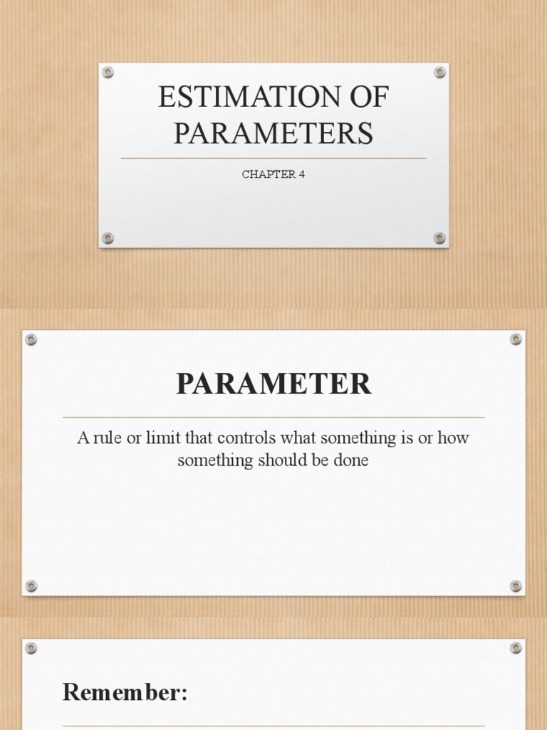 Estimation of Parameters | PDF | Teaching Methods & Materials