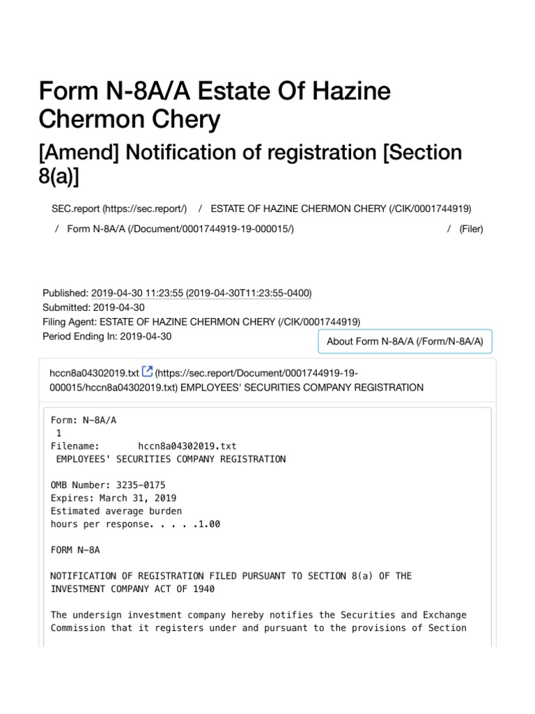 Chermon Chery Notification of Registration Under Section 8 (A) Filed On ...