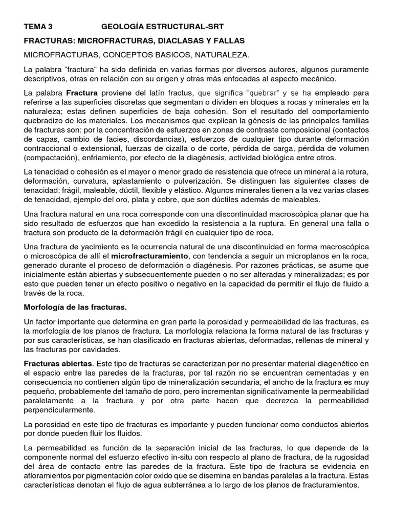 Tema 3 Fracturas | PDF | Falla (geología) | Fractura