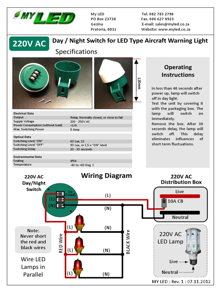 220V AC Day - Night Switch Data Sheet | PDF | Alternating Current | Switch