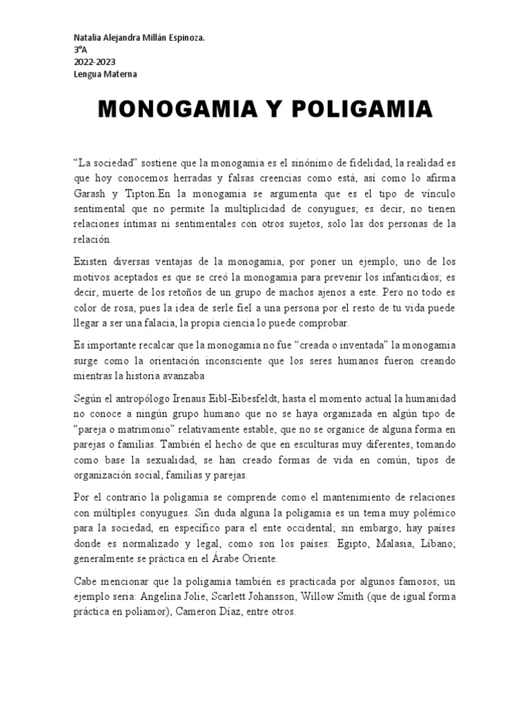 Monogamia y Poligamia | PDF | Monogamia | Poligamia