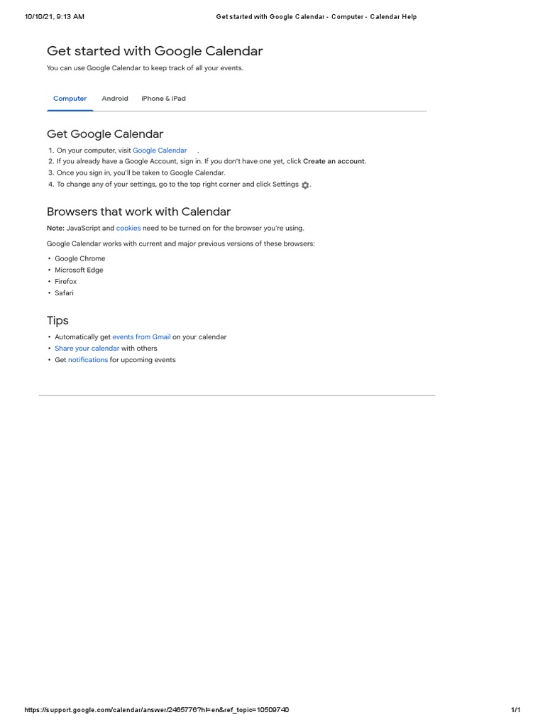 Get Started With Google Calendar - Computer - Calendar Help-Merged-Compressed | PDF | Gmail ...