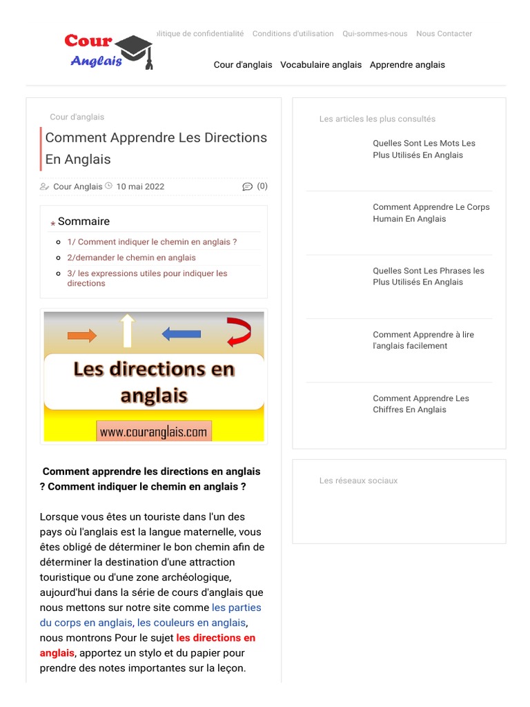 Comment Apprendre Les Directions en Anglais | PDF | Langue anglaise