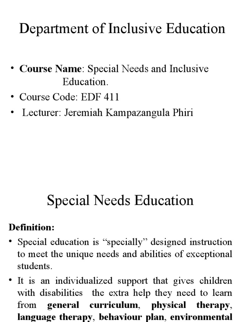 Special Needs Education, PPT 1, 2 & 3 Combined-1 | PDF | Inclusion ...