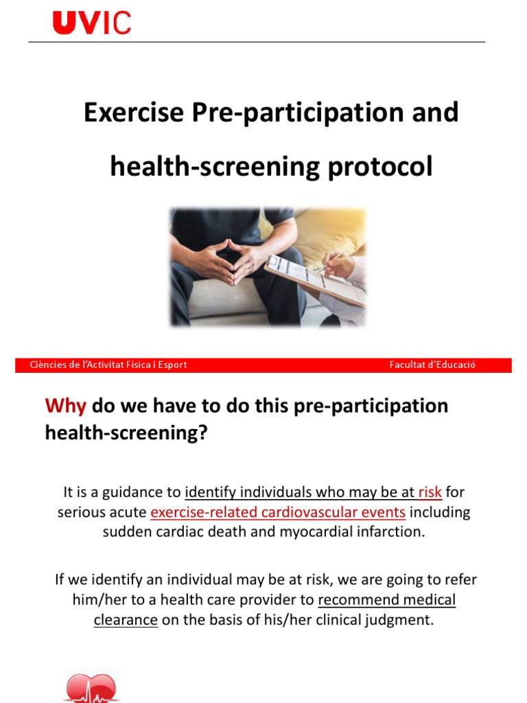 Exercise Preparticipation and Health Screening Protocol (Content | PDF ...
