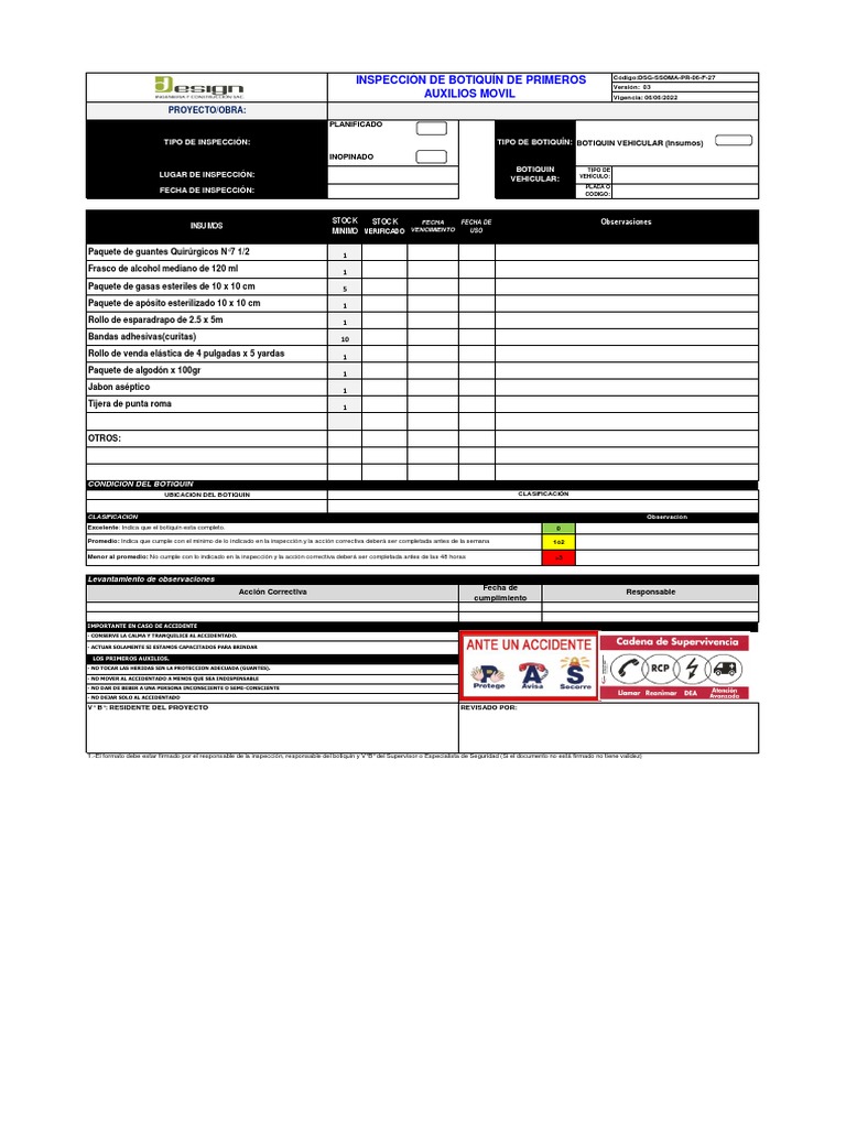 DSG-SSOMA-PR-06-F-27 v3 Inspeccion Botiquin Movil | PDF DSG-SSOMA-PR-06-F-27 v3 Inspeccion Botiquin Movil | PDF