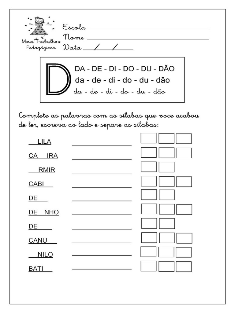 Atividade Da de Di Do Du | PDF