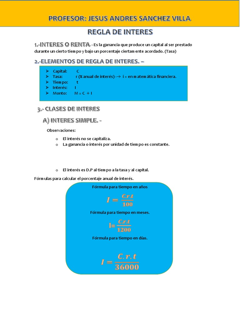 Regla de Interes Simple y Compuesto. | Descargar gratis PDF | Interés ...