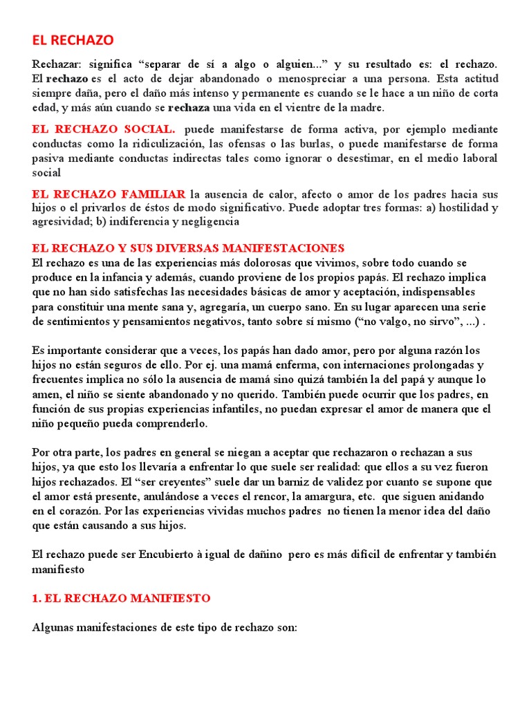 El Rechazo Pdf Amor Las Emociones