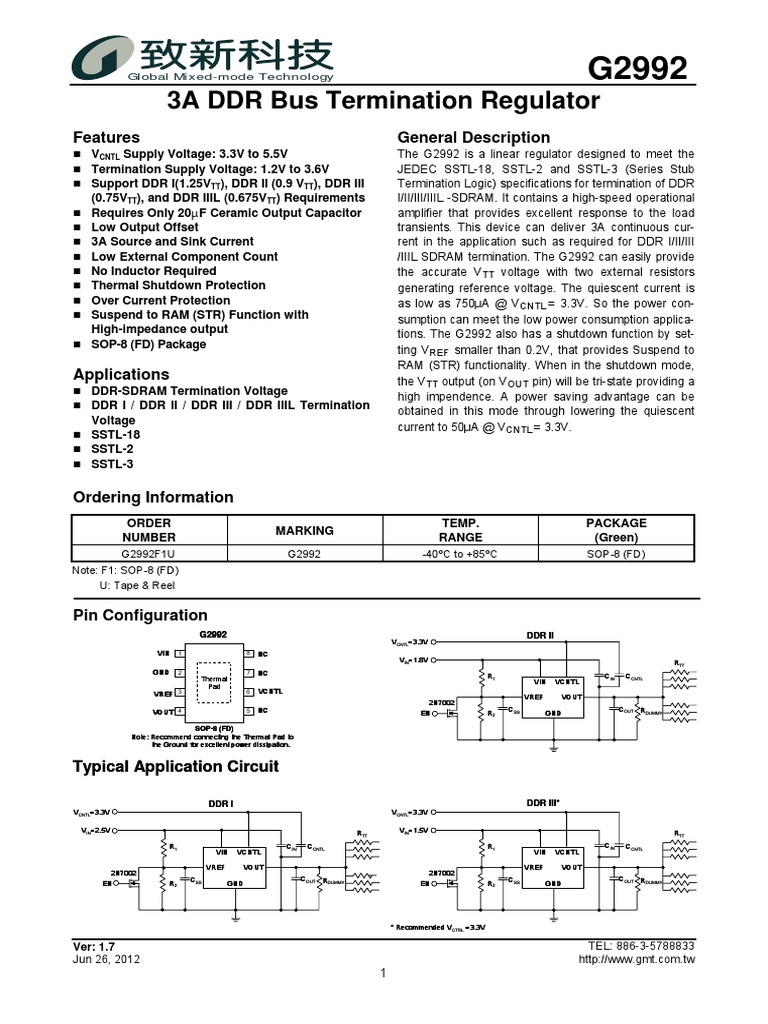 3A DDR Bus Termination Regulator: Features General Description | PDF ...