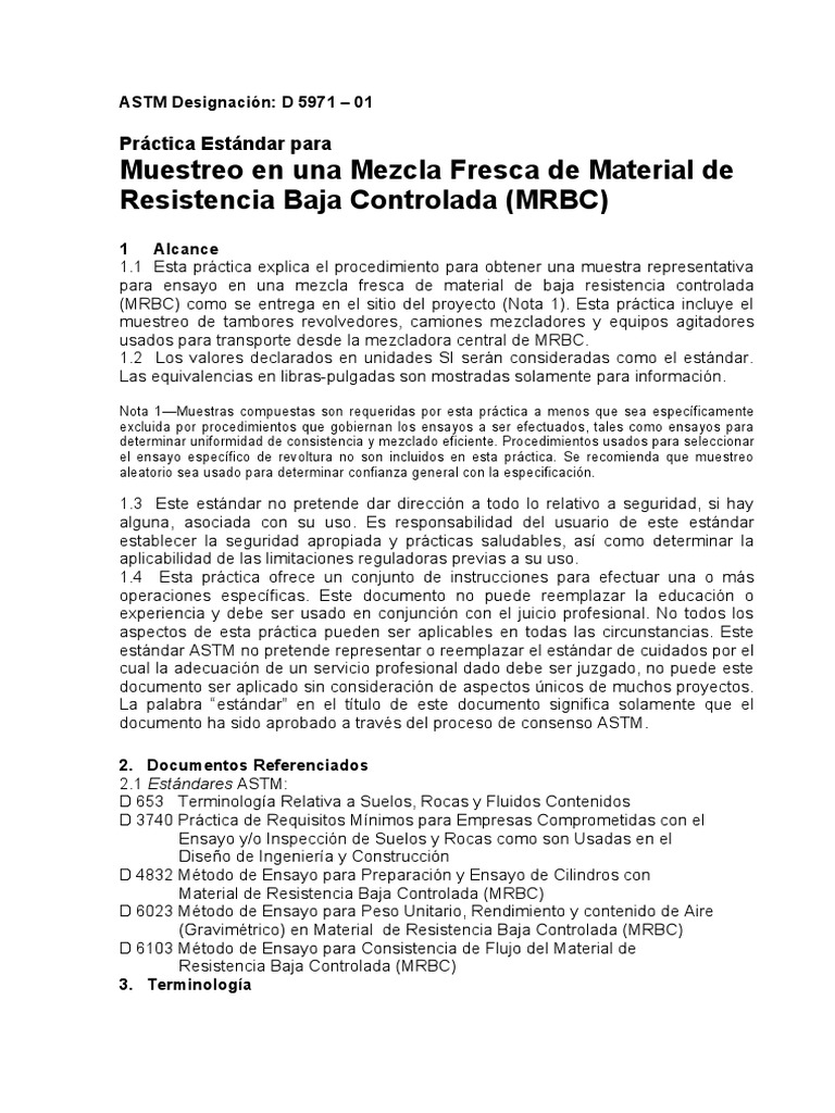 Astm D 5971 01 | PDF | Cemento | Muestreo (Estadísticas)