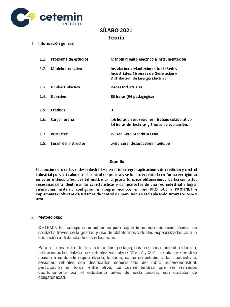 01) Silabo | PDF | Scada | Informática