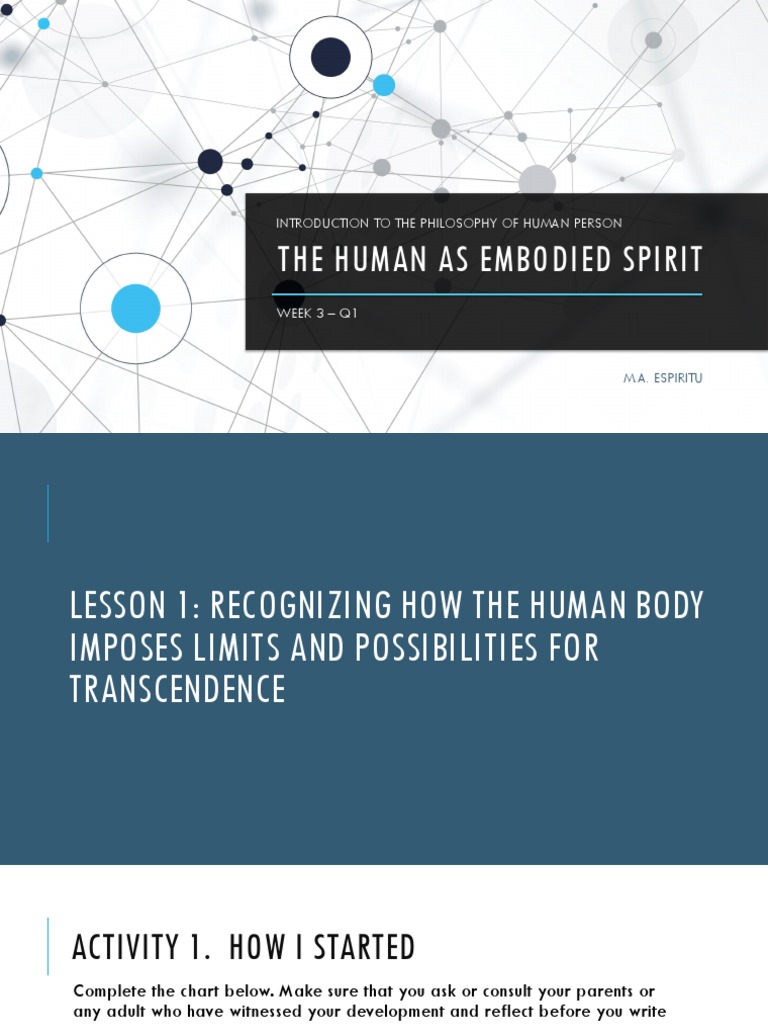 WEEK 3 - Q1 M3 - THE HUMAN AS EMBODIED SPIRIT Wo Video Clip | PDF ...