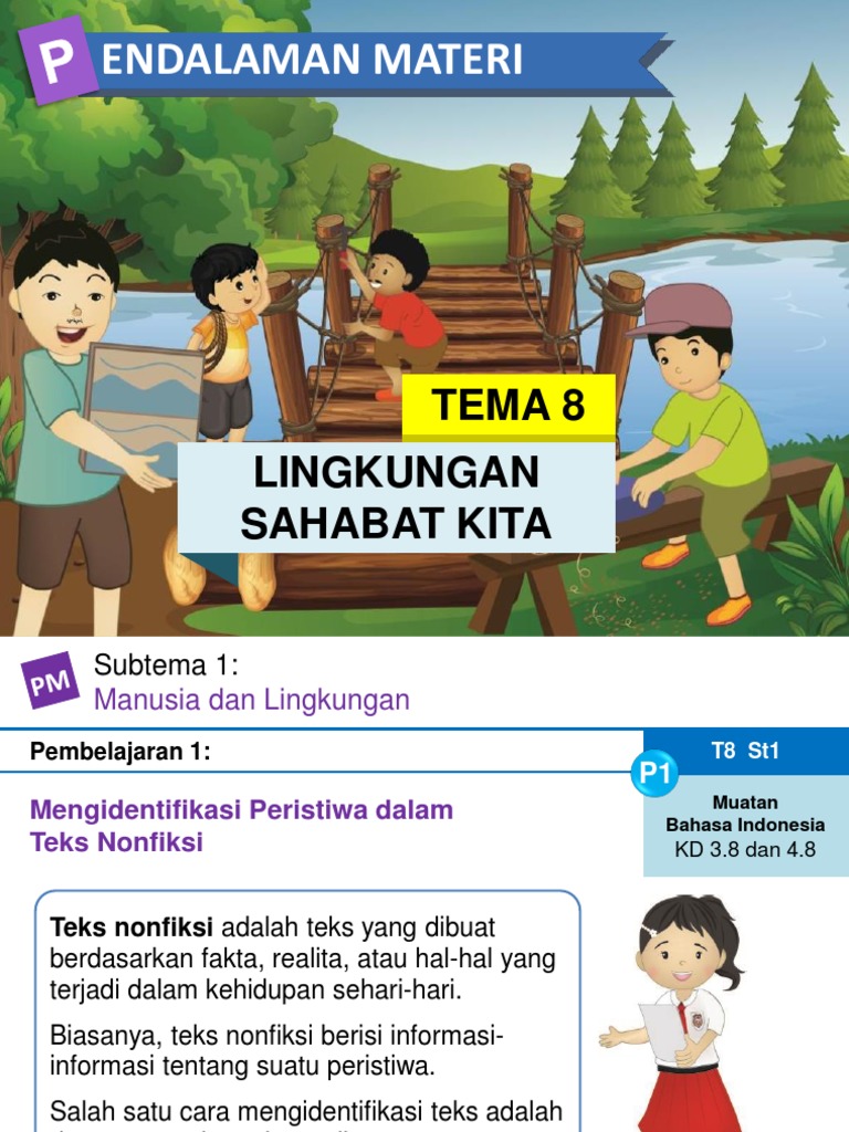Bahasa Indonesia Tema 8 Sub 1 | PDF | Seni & Disiplin Bahasa | Sains & Matematika