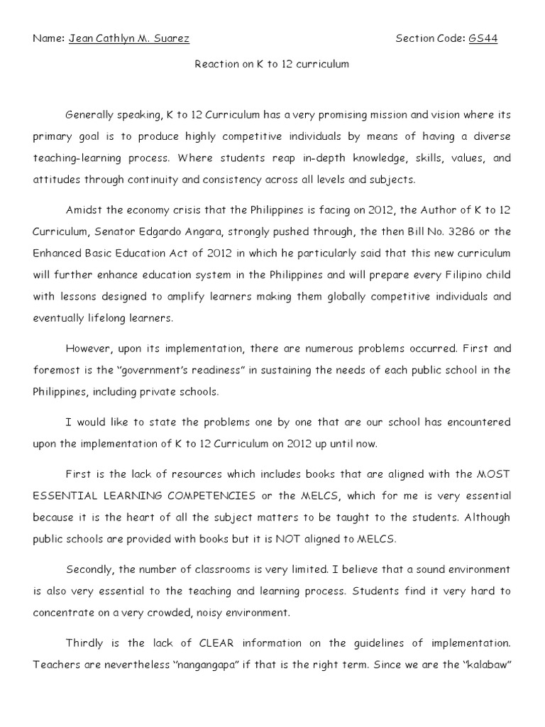 reaction-to-k-to-12-curriculum-pdf-curriculum-learning