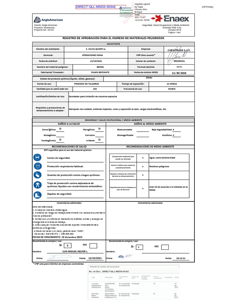DIRECT-QLL-MSDS-00342 - MSDS Brinel - SiRecomienda (DETONADOR NO ...