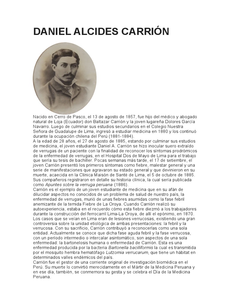 Daniel Alcides Carrión | PDF | Microbiología | Enfermedades y trastornos