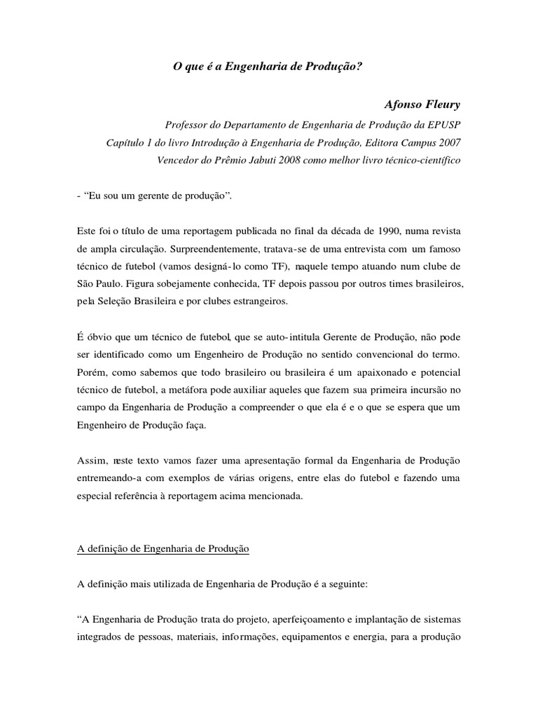 O Que E Engenharia De Producao Pdf Engenharia Marketing