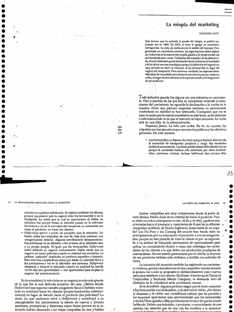 01.01 La Miopia Del Marketing - Theodore Levitt | PDF