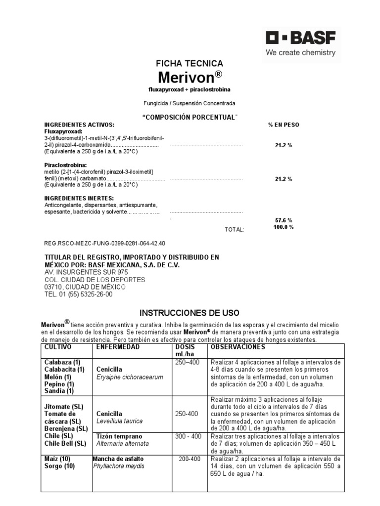 MX - Ficha Técnica - Merivon® | PDF | Agricultura | Plantas