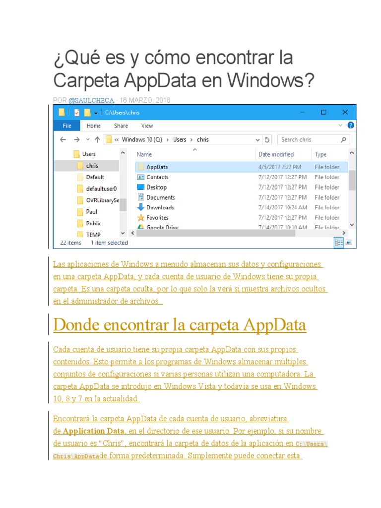 Ubica y Gestiona AppData en Windows | PDF | Archivo de computadora | Microsoft Windows