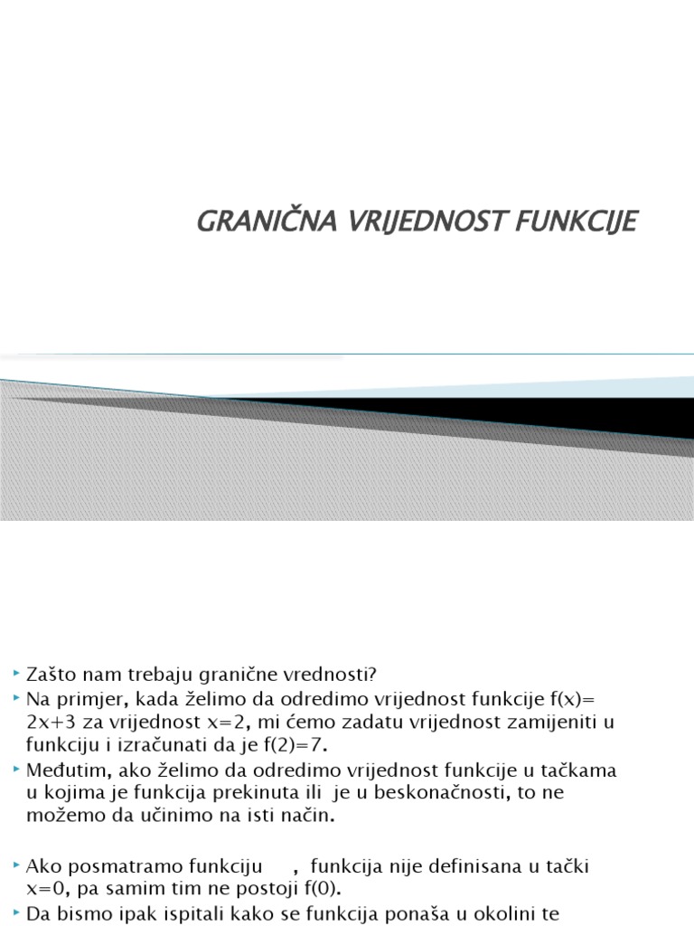 Granicna Vrijednost Funkcije 1.dio | PDF