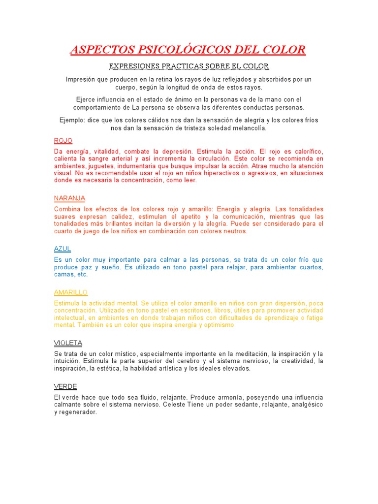 Aspectos Psicológicos Del Color | PDF