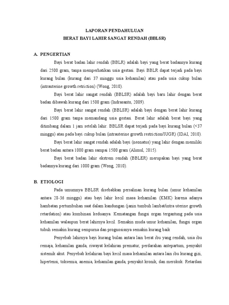 Panduan Lengkap Bayi Berat Lahir Sangat Rendah | PDF