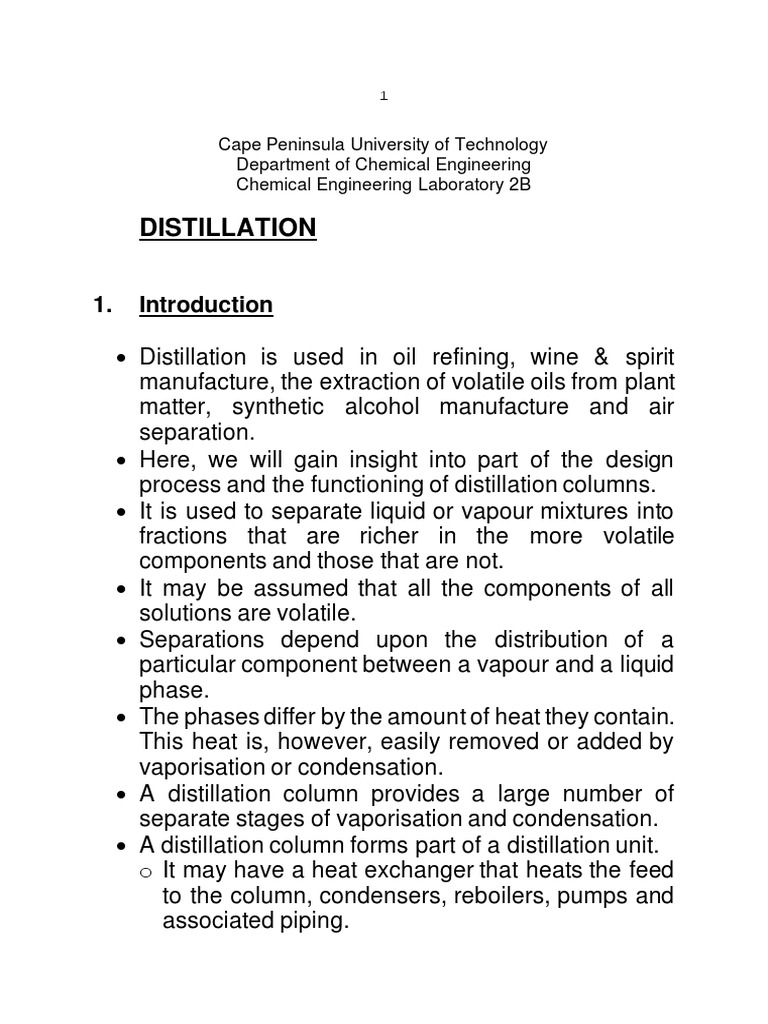 Distillation Column Design Guide | PDF | Distillation | Analytical ...