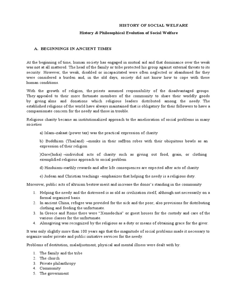 Evolution of Social Welfare History | PDF | Welfare | Civilian ...