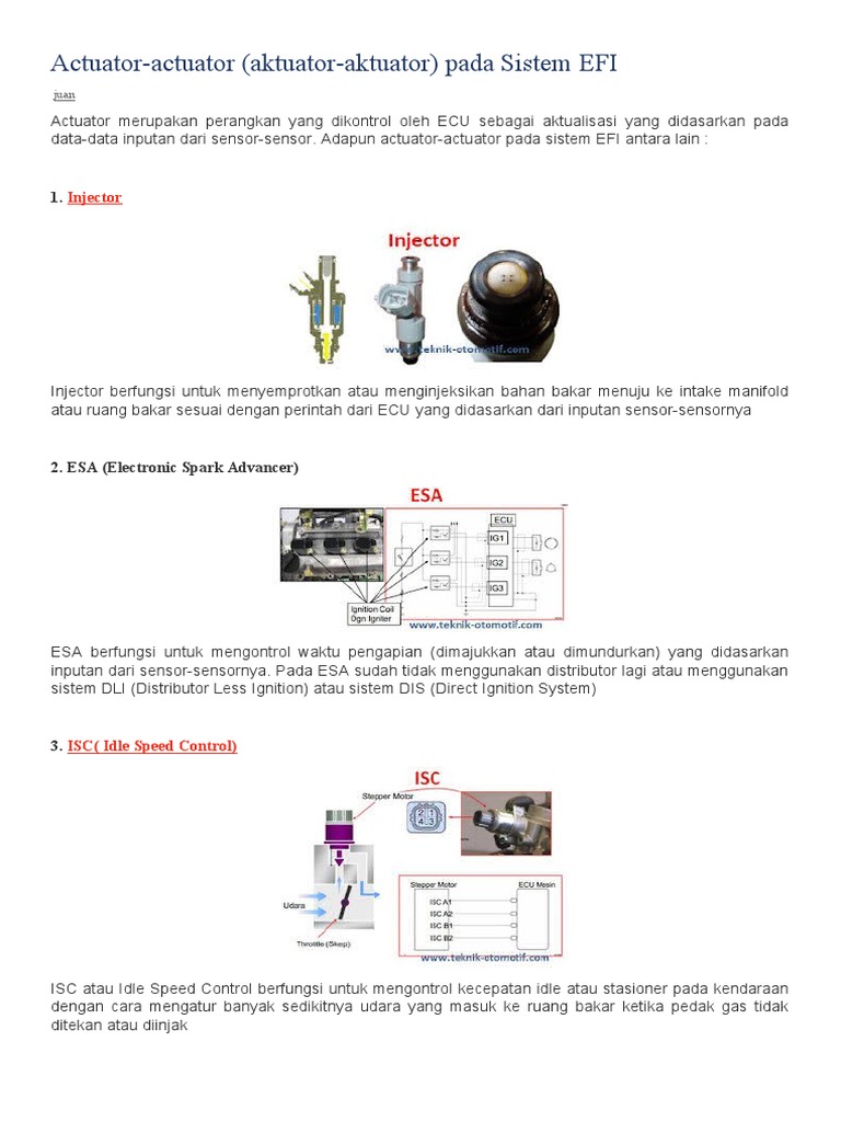 Actuator-Actuator (Aktuator-Aktuator) Pada Sistem EFI | PDF | Teknologi ...