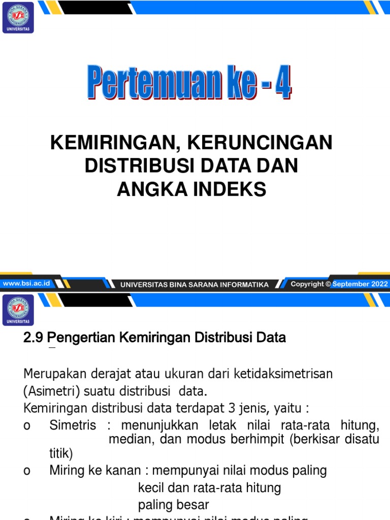 Kemiringan, Keruncingan Distribusi Data Dan Angka Indeks | PDF ...