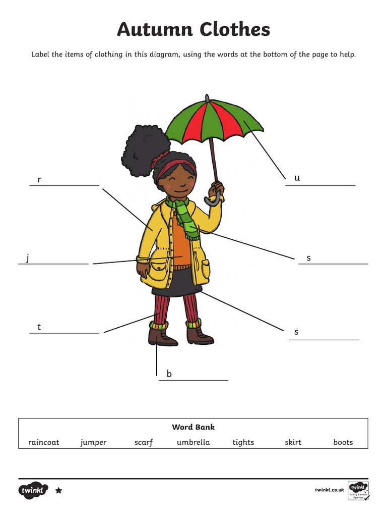 T T 253126 Autumn Clothes Labelling Differentiated Activity Sheets ...