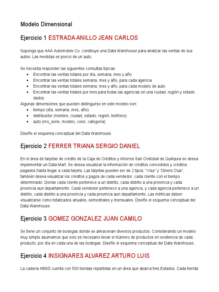 Guia de Ejercicios Creacion Modelo Dimensional | PDF | Póliza de ...